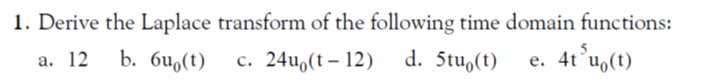 Solved 1. Derive the Laplace transform of the following time | Chegg.com