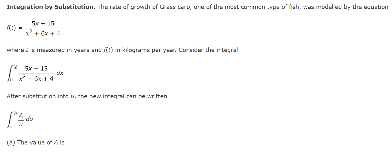 Solved Integration by Substitution. The rate of growth of | Chegg.com