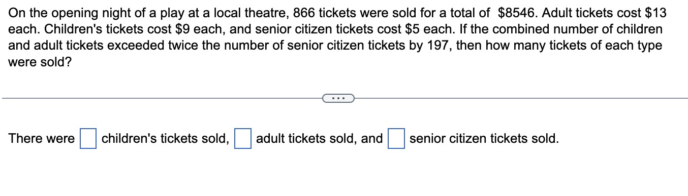 Solved On the opening night of a play at a local theatre, | Chegg.com