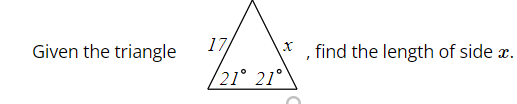 Solved Given the triangle, find the length of side x | Chegg.com