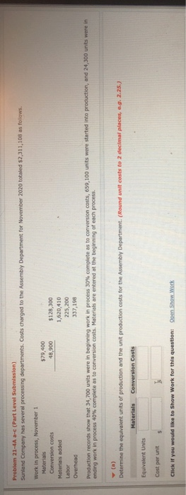 Solved Problem 21-4A a-c (Part Level Submission) Sunland | Chegg.com