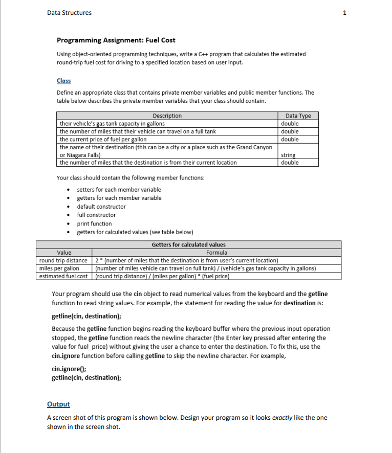 Solved Programming Assignment: Fuel Cost Using | Chegg.com Solved Programming Assignment: Fuel Cost Using | Chegg.com