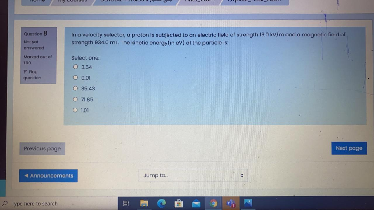 Solved Question 8 In a velocity selector, a proton is | Chegg.com