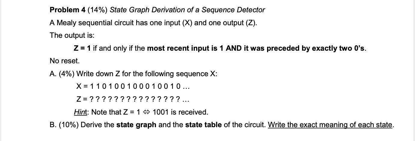 Solved Problem 4 14 State Graph Derivation Of A Sequence