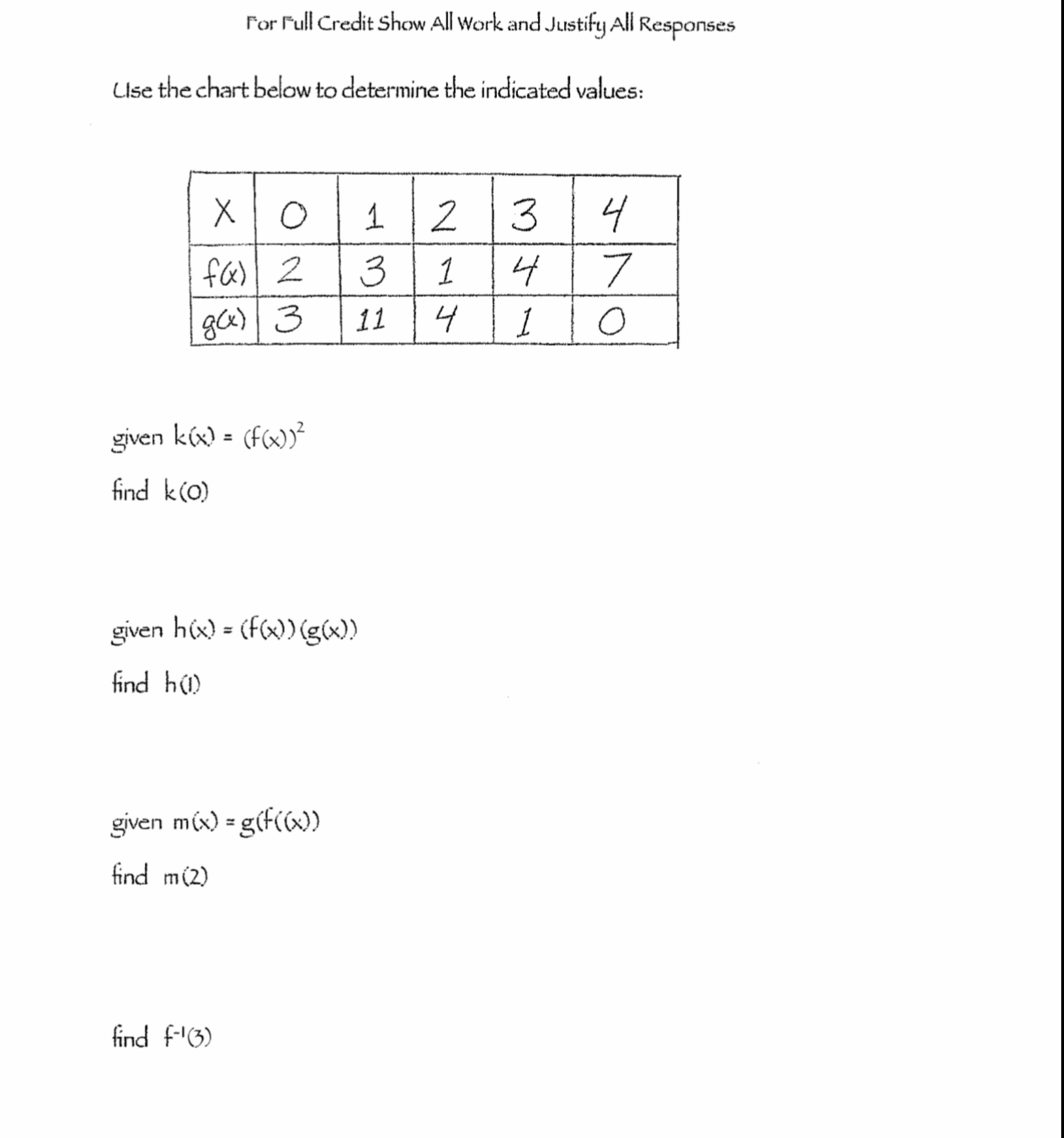 Solved For Full Credit Show All Work and Justify All | Chegg.com