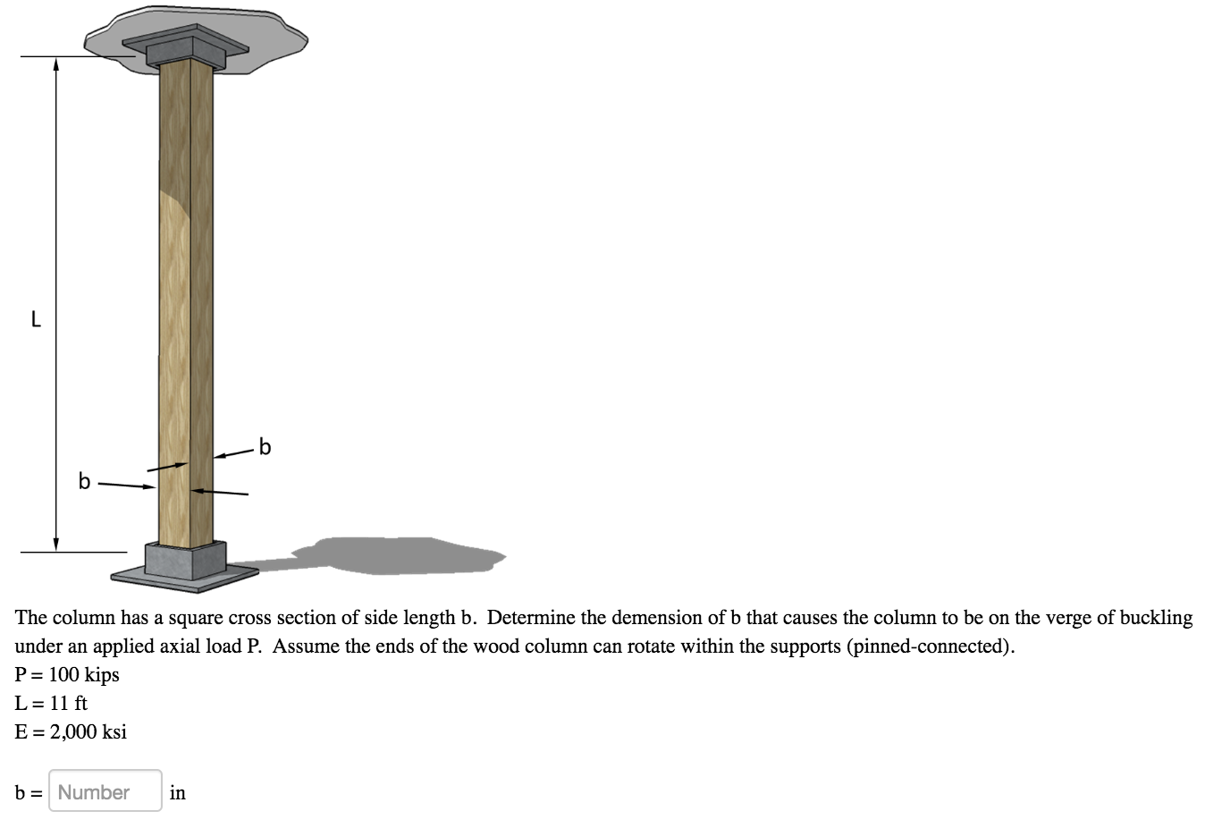 Solved The column has a square cross section of side length | Chegg.com
