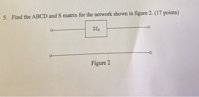 Solved 5. Find the ABCD and S matrix for the network shown | Chegg.com