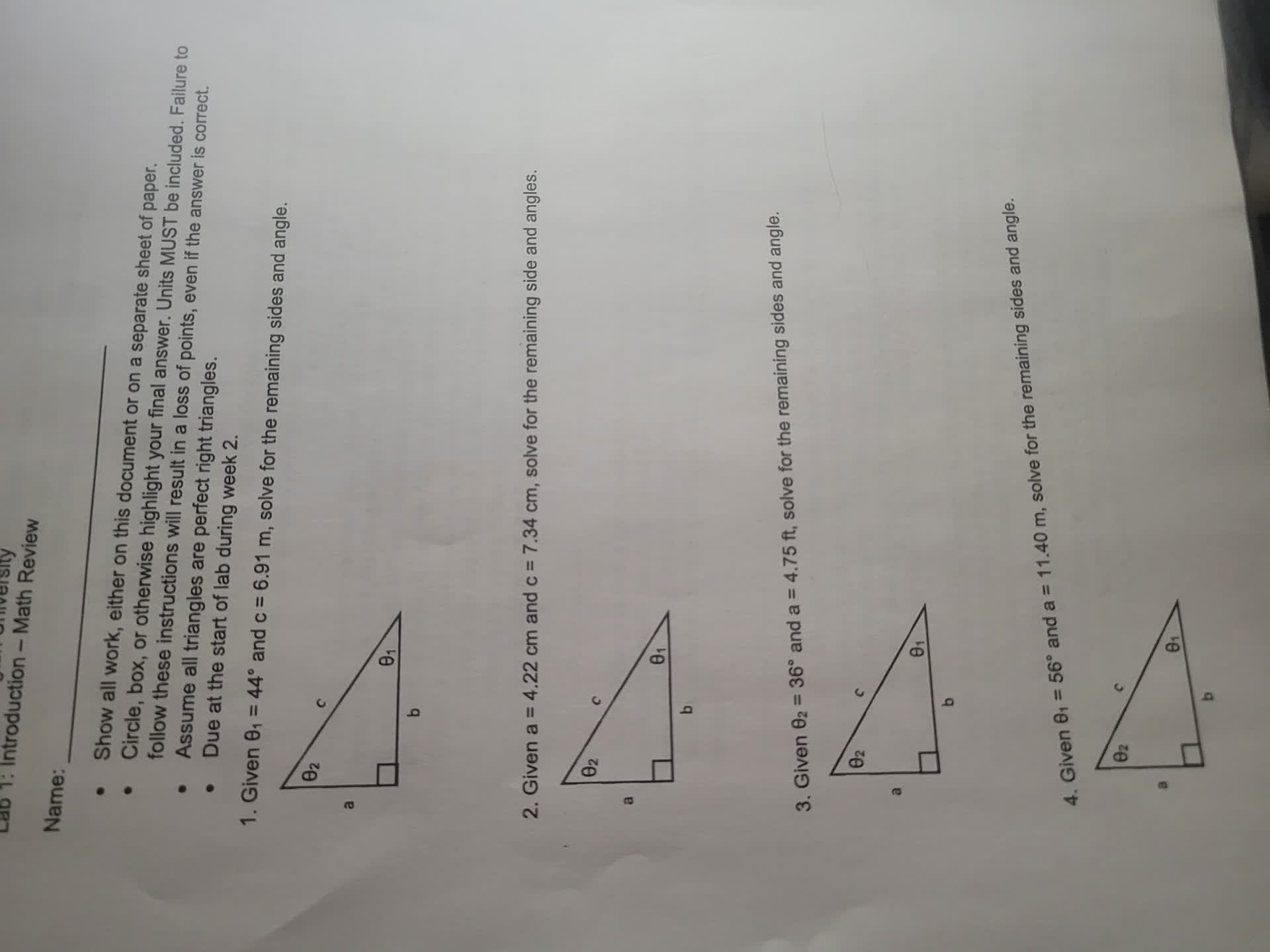 Solved - Show all work, either on this document or on a | Chegg.com