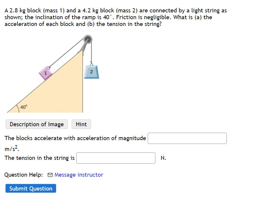 Solved A 2.8 kg block (mass 1 ) and a 4.2 kg block (mass 2 ) | Chegg.com