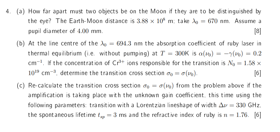 Solved 4. (a) How far apart must two objects be on the Moon | Chegg.com