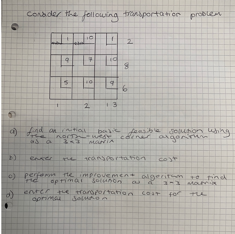 Solved Consider the following transportation problem 10 ܛܛܛܛ | Chegg.com