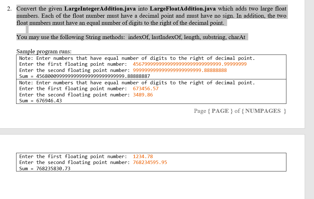 Solved 2. Convert the given LargeIntegerAddition.java into | Chegg.com