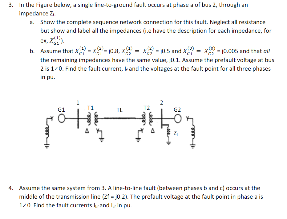 Solved 3. In the Figure below, a single line-to-ground fault | Chegg.com