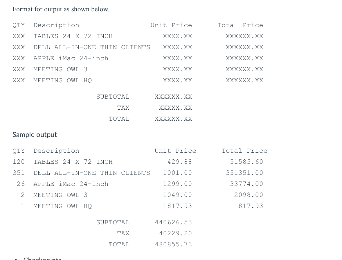 Solved Write a program to create an invoice for the Laney | Chegg.com