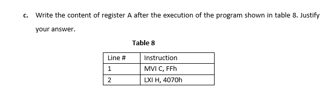 Solved c. Write the content of register A after the | Chegg.com