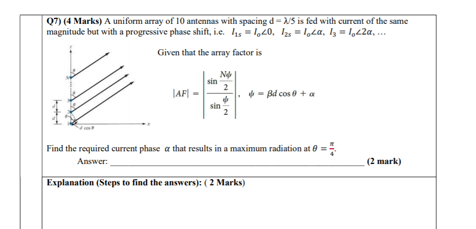 Solved Q7) (4 Marks) A uniform array of 10 antennas with | Chegg.com