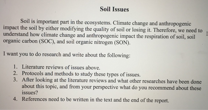 Solved Soil Issues Soil is important part in the ecosystems. | Chegg.com