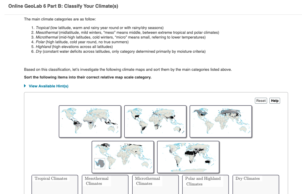 Solved Online GeoLab 6 Part B: Classify Your Climate(s) The | Chegg.com