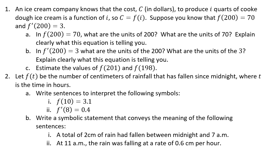 Solved 1. An ice cream company knows that the cost, C (in | Chegg.com