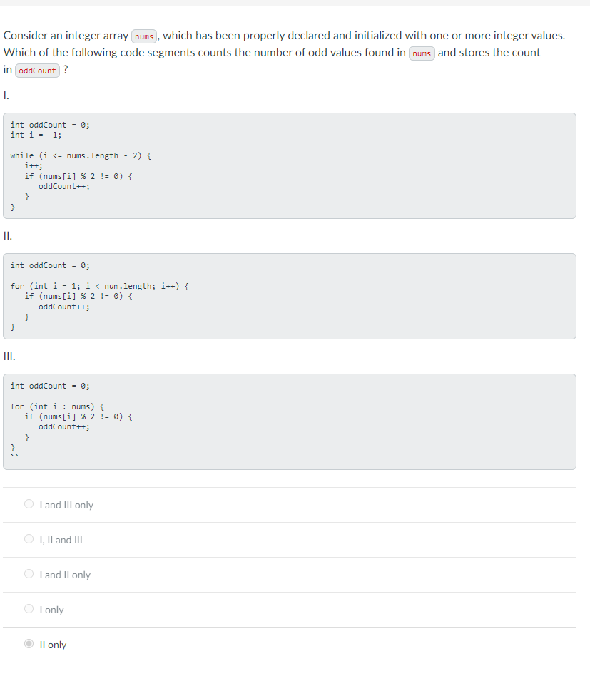 Solved Iii Int Oddcount 0 For Int I Nums If Nums 