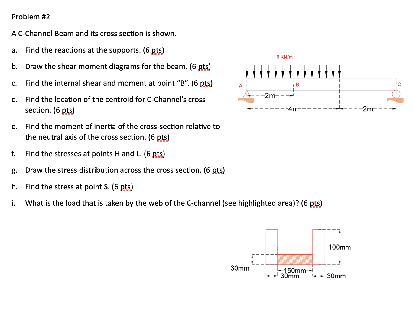 Solved Problem #2 A C-Channel Beam and its cross section is | Chegg.com