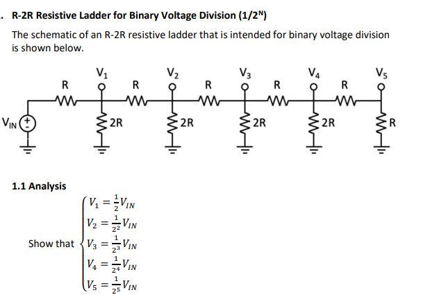Solved R-2R Resistive Ladder for Binary Voltage Division | Chegg.com