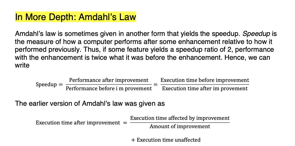 Solved In More Depth: Amdahl's Law Amdahl's law is sometimes | Chegg.com