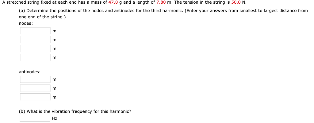 Solved A Stretched String Fixed At Each End Has A Mass Of