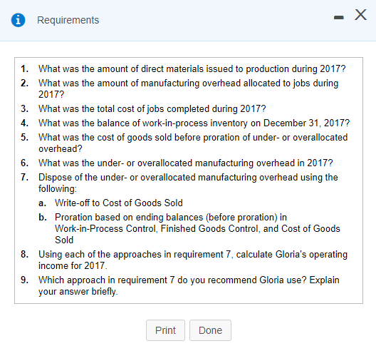 Solved Requirements X 1. What was the amount of direct | Chegg.com