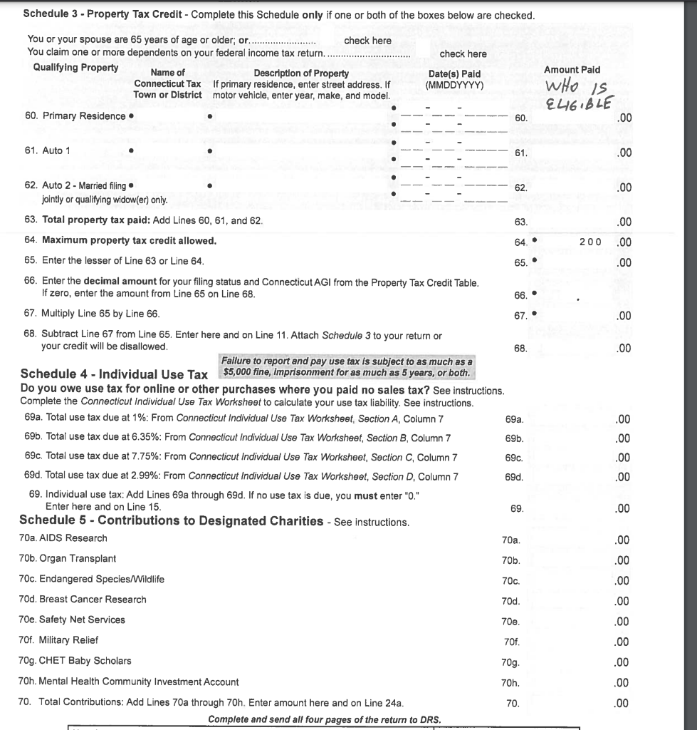 CT INDIVIDUAL INCOME TAX PROBLEM Compute the 2019 CT | Chegg.com