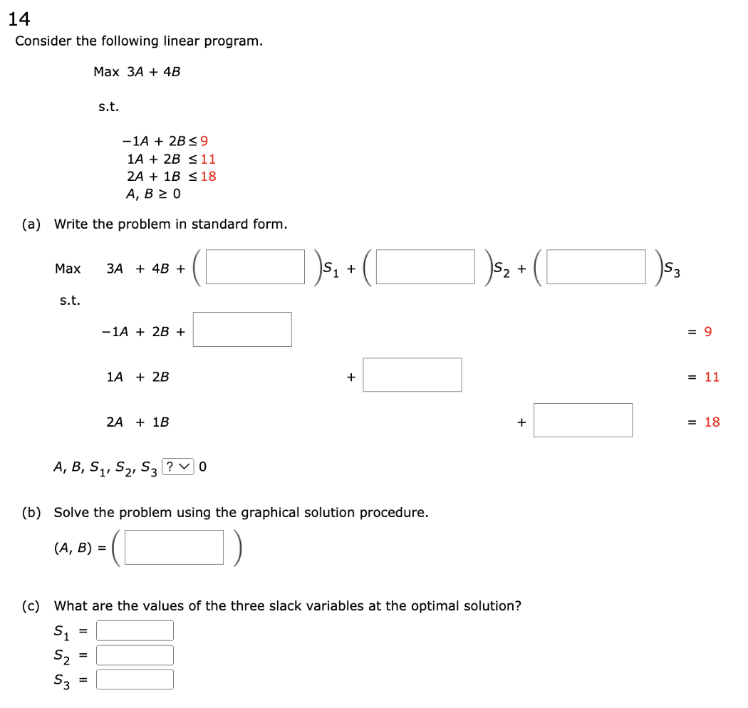 Solved 14Consider the following linear program. ﻿Max 3A+4B | Chegg.com
