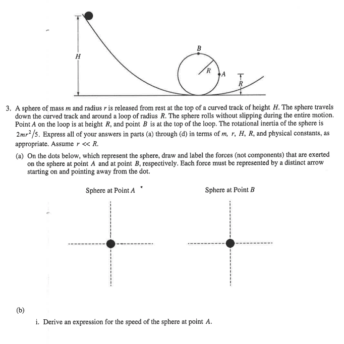 Solved 3. A sphere of mass m and radius r is released from | Chegg.com
