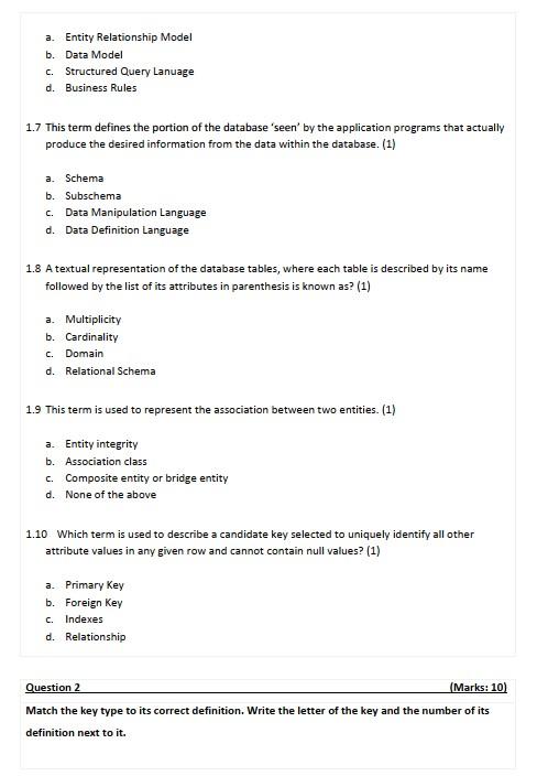 Solved Multiple choice questions: Select one (1) correct | Chegg.com