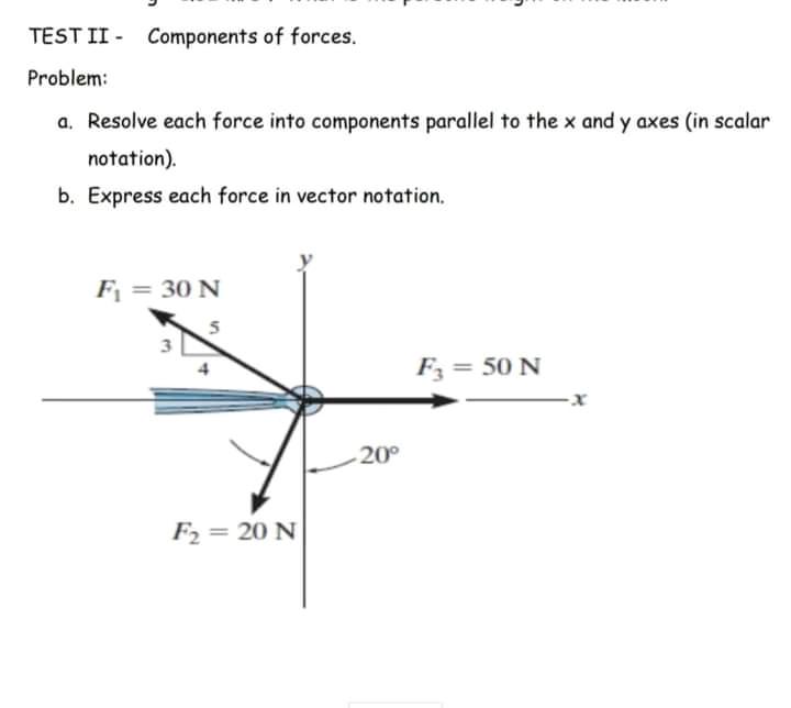 Solved TEST II - Components of forces. Problem: a. Resolve | Chegg.com