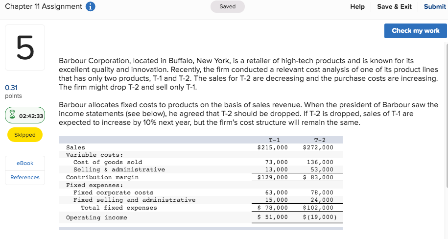 Solved Chapter 11 Assignment A Saved Help Save & Exit Submit | Chegg.com