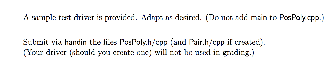 Solved Lab 2: Vectors and Classes Create a class PosPoly | Chegg.com