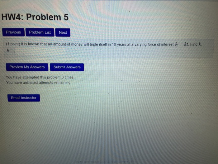 Solved HW4: Problem 5 Previous Problem ListNext (1 point) t | Chegg.com