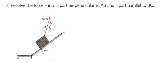 Solved The resolved forces must equal the given 80N, per the | Chegg.com