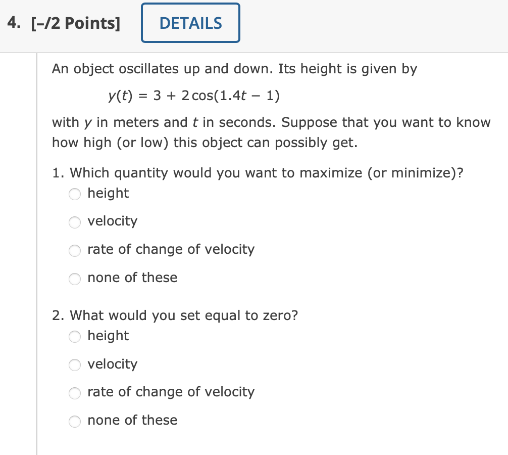 Solved 2. [-12 Points] DETAILS An object is launched | Chegg.com