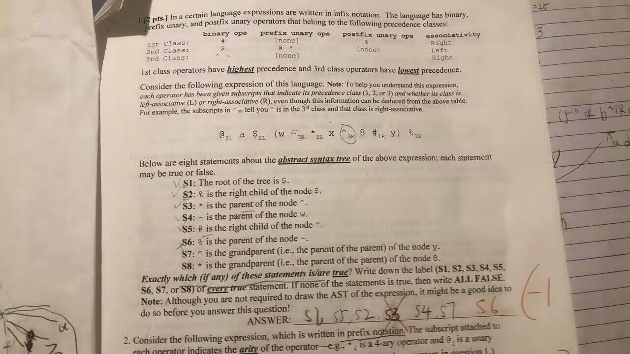 Solved 1.[2 pts.] In a certain language expressions are | Chegg.com