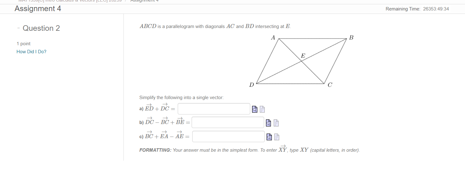 Solved ABCD is a parallelogram with diagonals AC and BD | Chegg.com