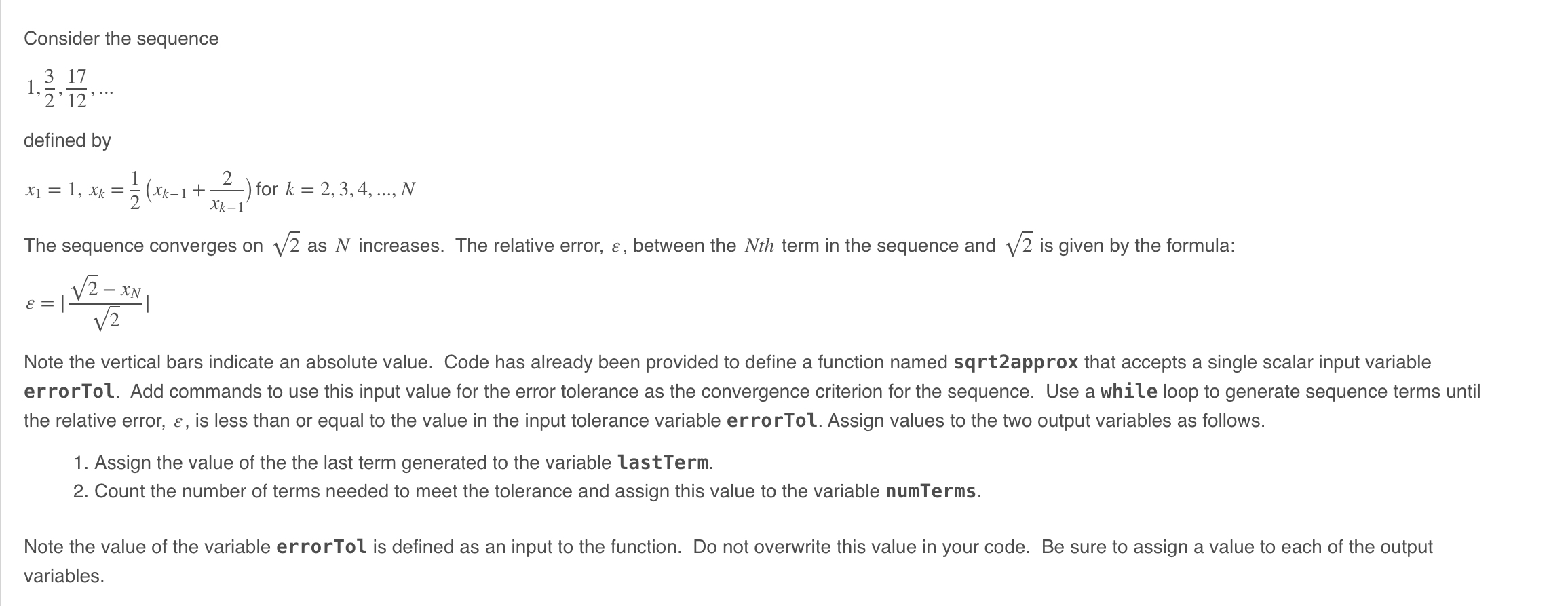 Solved On MATLAB. Consider the sequence1,32,1712,dotsdefined | Chegg.com