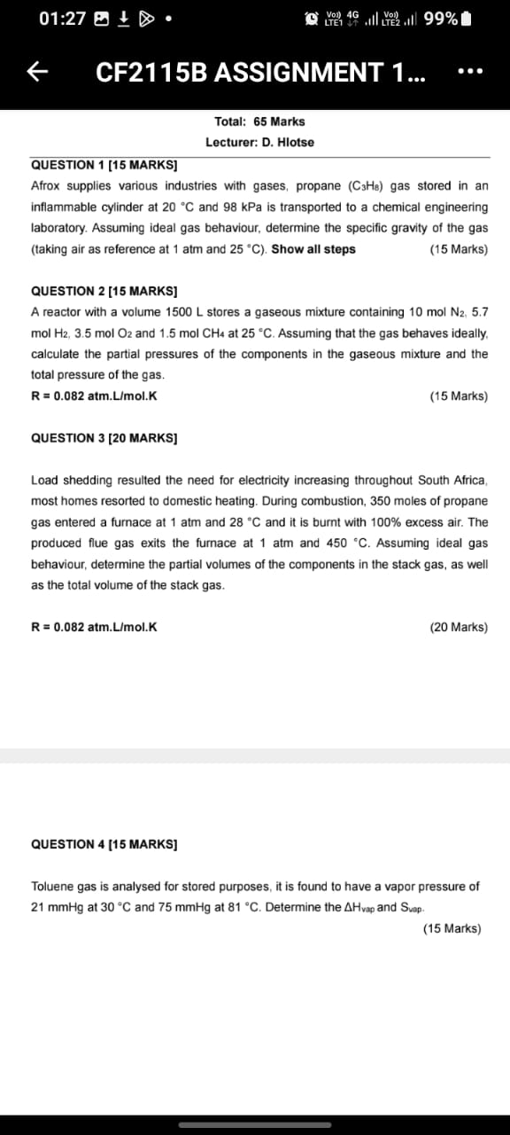 Solved Lecturer: D. ﻿HlotseQUESTION 1 [15 ﻿MARKS]Afrox | Chegg.com