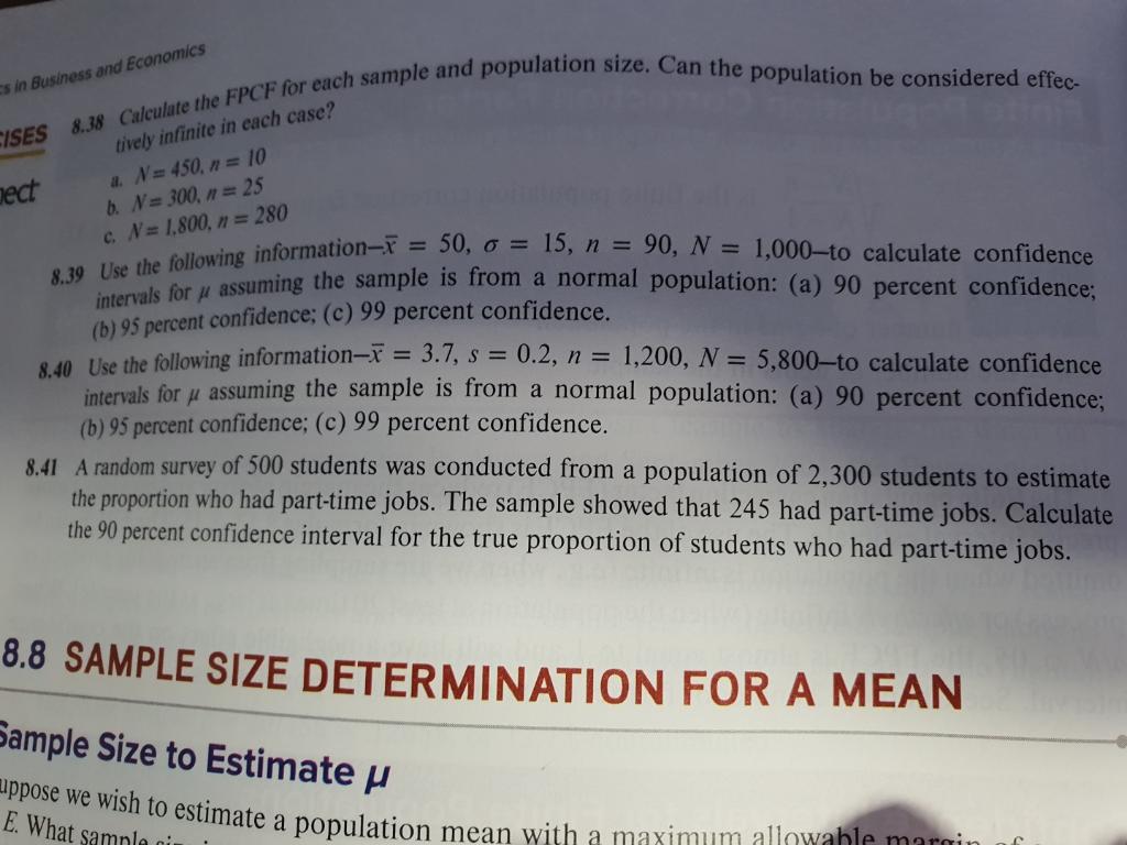 Solved SISES 8.38 Calculate the FPCF for each sample and | Chegg.com