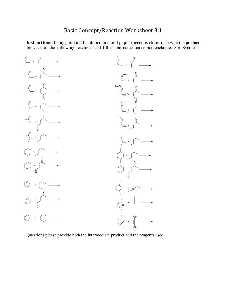 Solved Basic Concept/Reaction Worksheet 3.1 Instructions: | Chegg.com