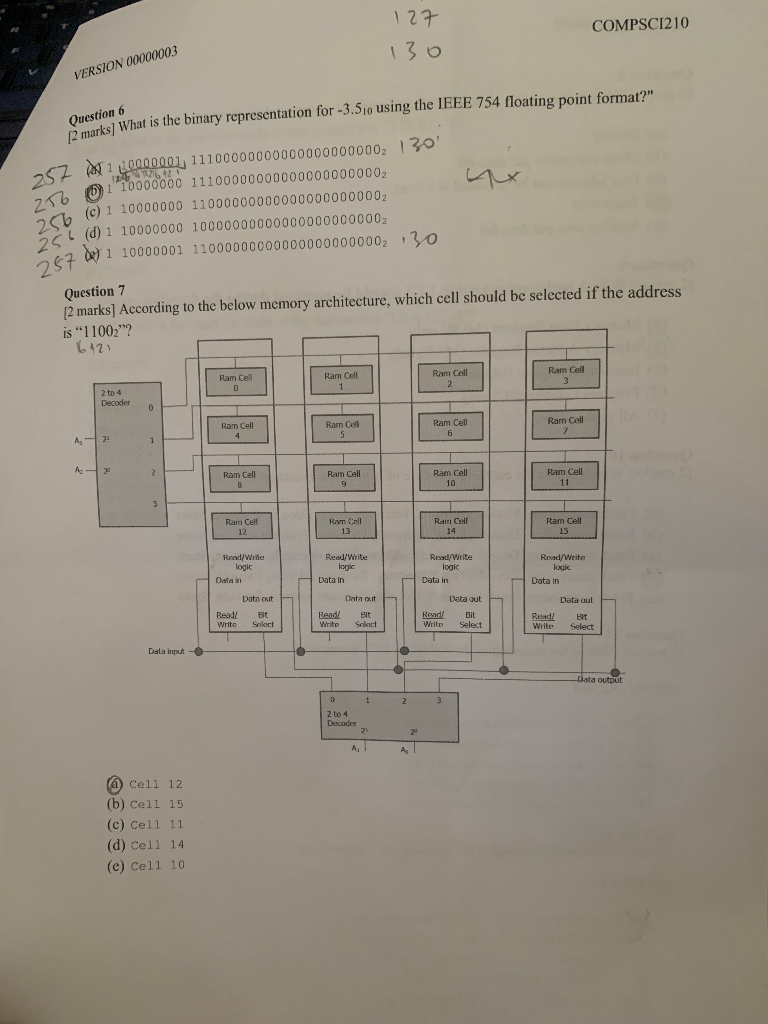 Solved VERSION 00000003 2 9 16 32 Question 1 [2 marks) What | Chegg.com