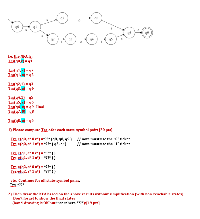 Solved Remove e-moves from the following. e-moves have " e " | Chegg.com