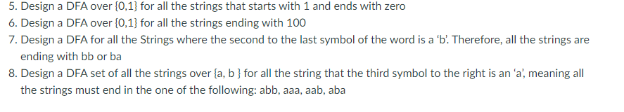 Solved 5. Design a DFA over {0,1} for all the strings that | Chegg.com