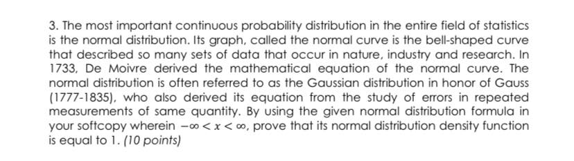 Solved 3. The most important continuous probability | Chegg.com