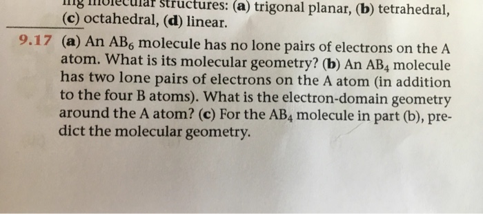 Solved How do you find the molecular geometry for question | Chegg.com